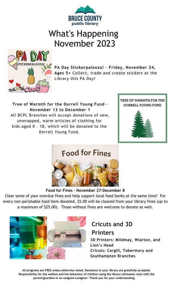 Bruce County Libraries - November Events | Municipality of Northern ...